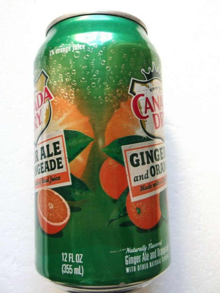 CANADA DRY GINGER ALE and ORANGEADE 2019 USA empty can 355ml top opened ...