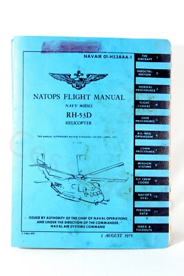 NATOPS Original Vintage Flight Manual RH-53D Navy Model Helicopter 1975 ...