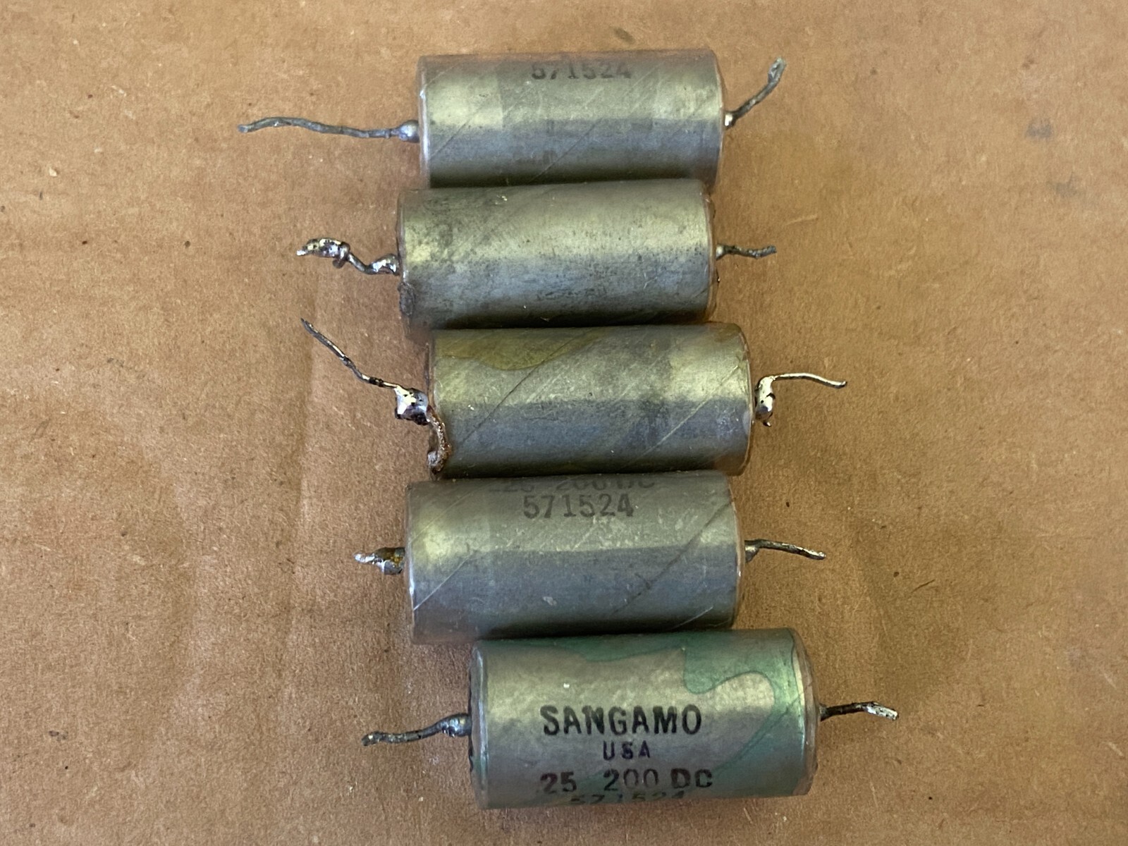 Set of 5 Vintage .25 uf 200v Sangamo Vitamin Q-Style PIO Capacitors Oil ...