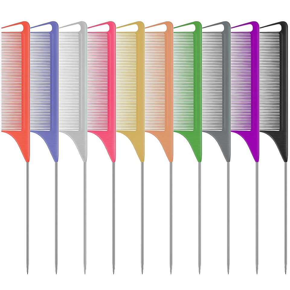 10 PCS Rat Tail Combs Set - Hair Teasing Fine Tooth Comb for Women ...