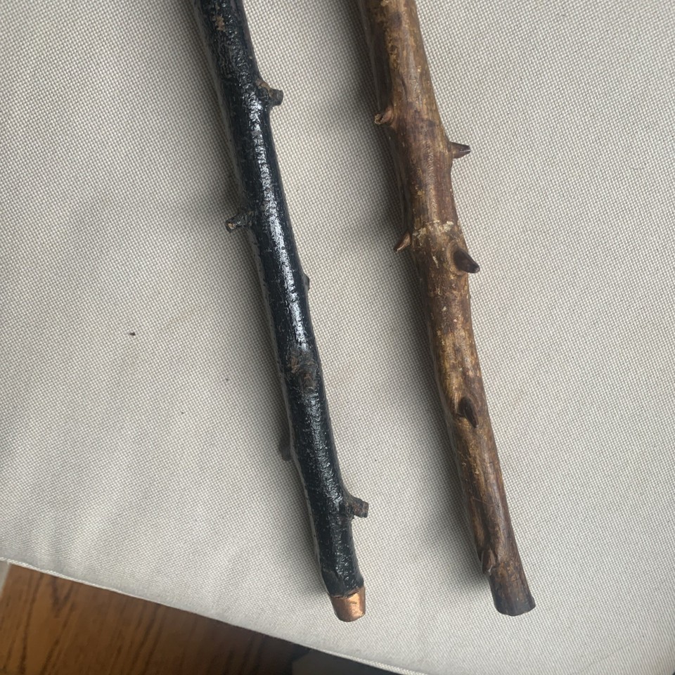 ANTIQUE IRISH BLACKTHORN SHILLELAGH WALKING STICK CANE PLUS BONUS STICK ...