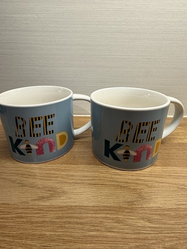 John Lewis Blue Be Kind Bee Mugs x2 | eBay UK