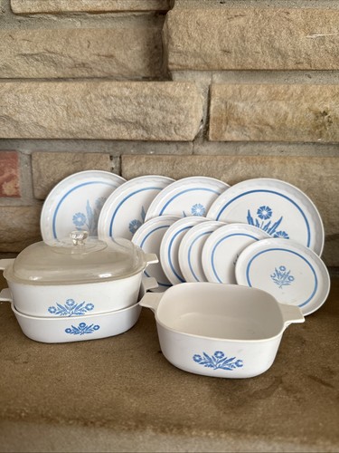 13 Pc Rare VINTAGE Pyrex Blue Corningware Plastic Doll Set Plates ...
