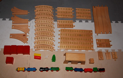 T.C. Timber Wooden Train Lot - Tracks Engines Cars | eBay