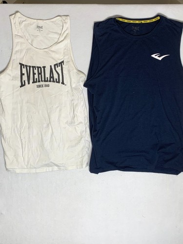 Set of 2 Everlast Tank Top Mens L White Blue Sleeveless Graphics Print ...