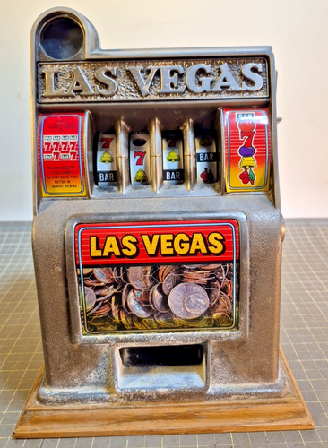 Vintage Metal & Wood Slot Gambling Machine “Las Vegas” Toy Bank | eBay