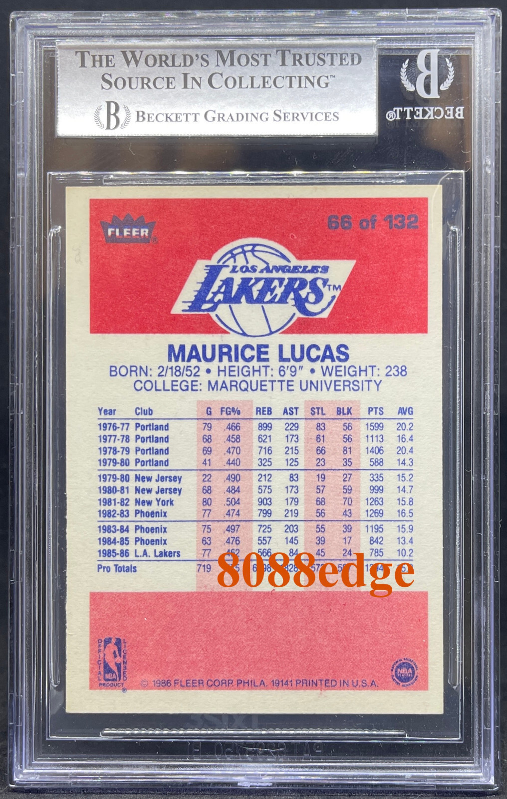1986-87 FLEER BASKETBALL CARD: MAURICE LUCAS #66 LAKERS ABA ALL-TIME ...