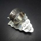 Alex Sanchez NAVAJO Sterling Silver PETROGLYPH RED CORAL Arrowhead RING ...