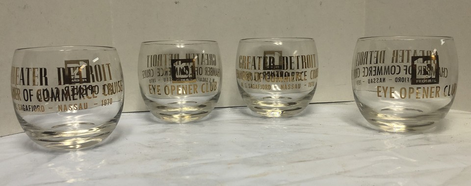 Greater Detroit MI Chamber of Commerce 1970 Cruise 4- Cocktail Glasses ...