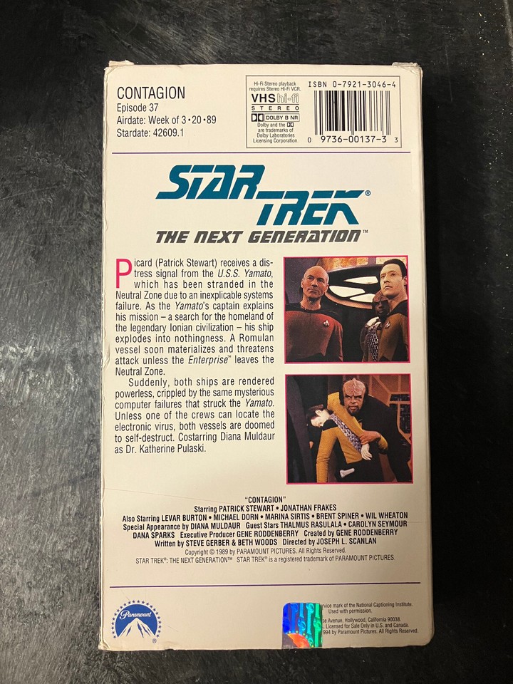 Star Trek: The Next Generation VHS - Episode 37 - Contagion 97360013733 ...