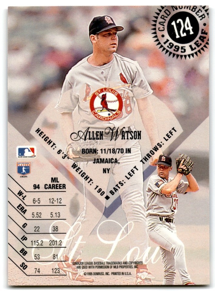 1995 Leaf Allen Watson St. Louis Cardinals #124 | eBay