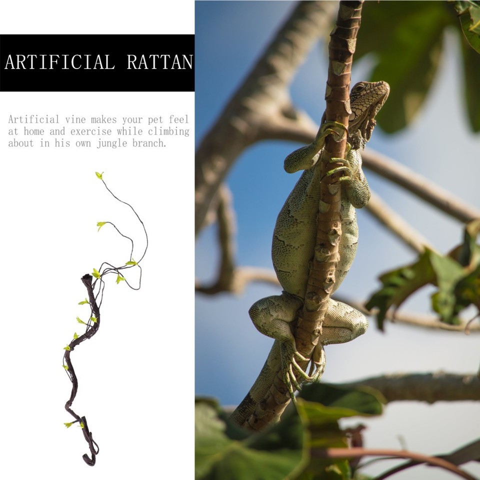 Pet Habitat Decor Reptile Branches Artificial Wall-mounted Rattan ...