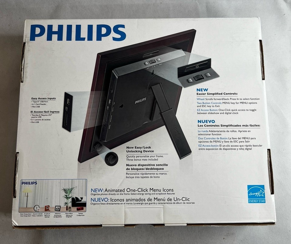 Philips 10.4" Digital Photo Frame SPF3400/G7. Mocha Wood Frame - New ...