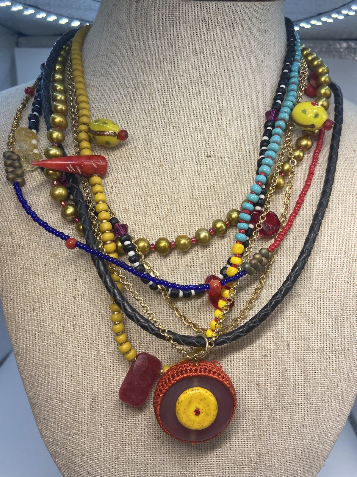 Alma Necklace colorful magical rainbow bohemian Beade… - Gem