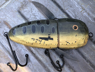 Fishing Lure Wall Plaque Sign Wood Store Display 11'' hooks vintage ...