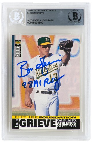 Ben Grieve Signed A's 1995 Collectors Choice Rookie Baseball Card #40 w ...