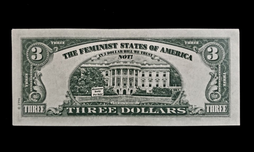 HILLARY RODHAM "CLINTON" $3 DOLLAR BILL Slick Times NOVELTY Funny-Money ...