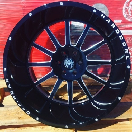 4 26x12 Hardcore Hc13 Wheels Gloss Black Milled 6x5.5 Chevy GMC 6x139.7 ...