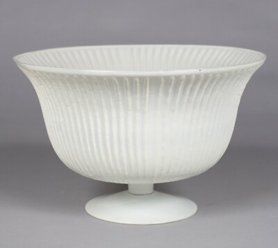 Compote Bowl Vase Glass White Pedestal Base Fluted 10"Dia 6.5"High | eBay