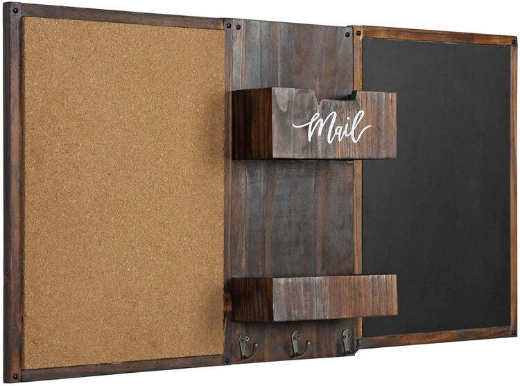 Wood Command Center Wall Organization Set with Chalkboard, Bulletin ...