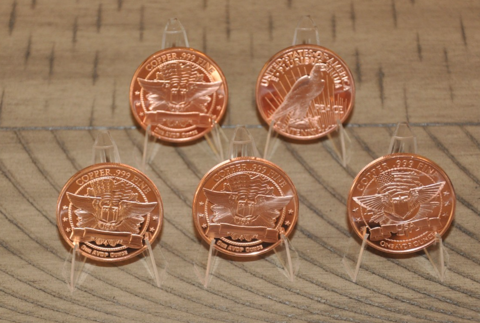 1 OZ COPPER ROUNDS 5 Mixed Per Lot Free Shipping! | eBay
