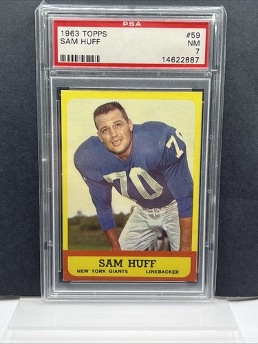 1963 Topps Sam Huff New York Giants HOF Vintage Graded Football Card ...