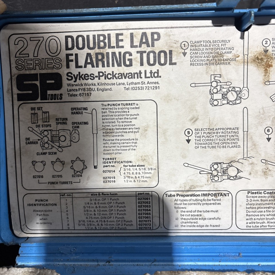 Sykes Pickavant Double Lap Brake Pipe Flaring Tool 270 series | eBay UK
