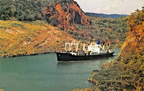 TRANSITING PANAMA CANAL~PRUDENTIAL SHIP LINES~12 PASSENGER FREIGHTERS ...