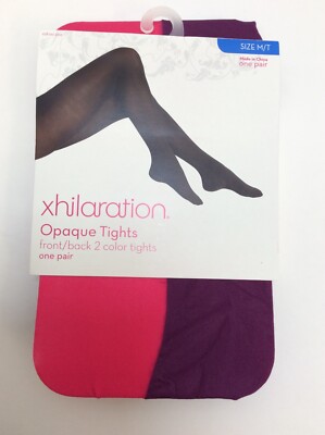NWT M/T Xhilaration Opaque Tights Front/Back 2 Color Purple/Pink Tights ...