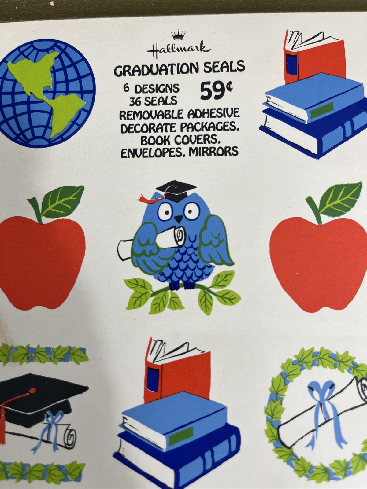 Vintage Hallmark STICKERS Graduation Six Designs, 36 Seals Original ...