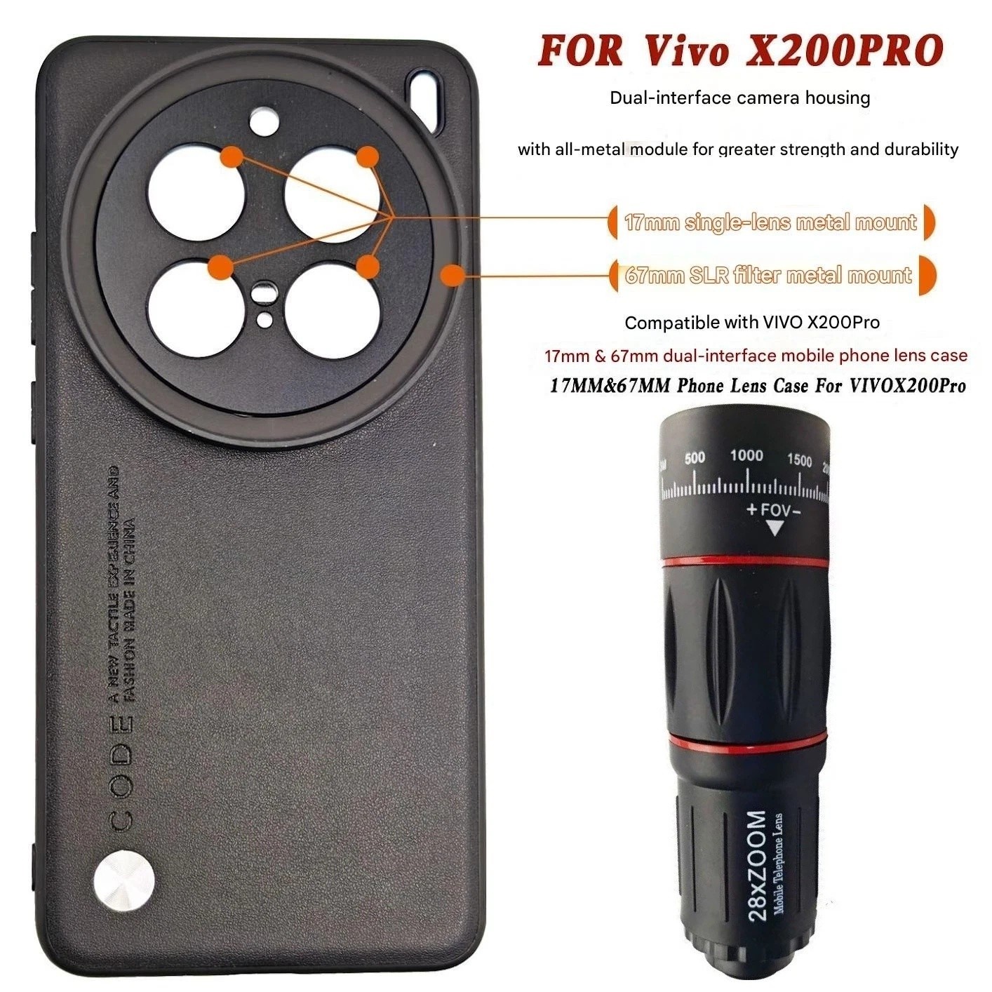 For ViVO X200, X200Pro, X200Ultra Professional 17mm Telephoto Lens ...