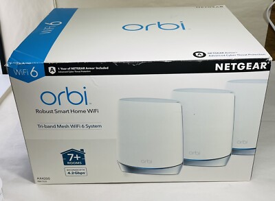 NETGEAR Orbi RBR750 Tri-band Mesh WiFi 6 AX4200 With 2 RBS750 Extenders ...