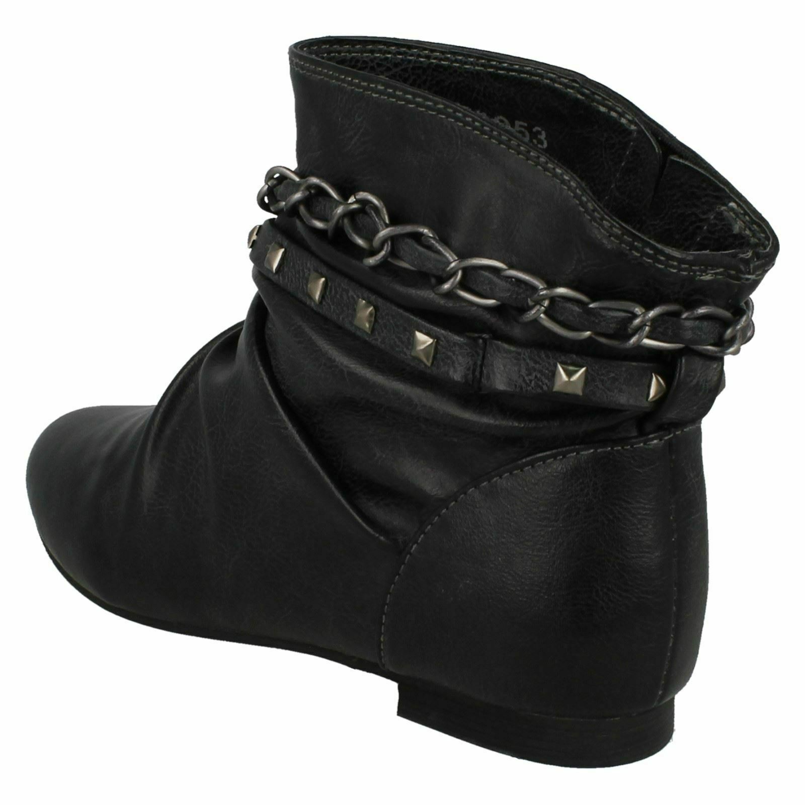 SALE Girls Cutie synthetic pull on casual ankle boot chain strap detail ...