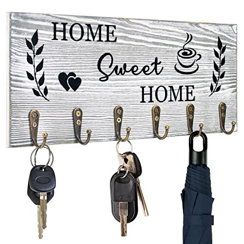 Key Holder for Wall Decorative, Farmhouse Rustic Key Hanger for color 3 ...
