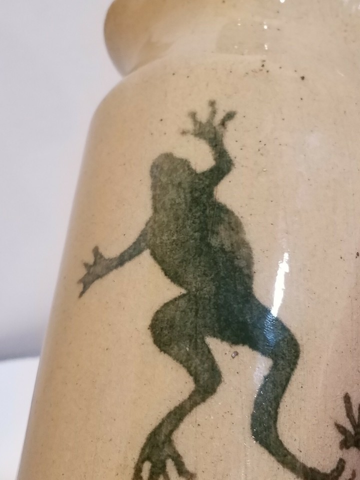 Hand Painted 2 Frogs Jumping Pottery Glazed Ombre Pitcher Vintage | eBay