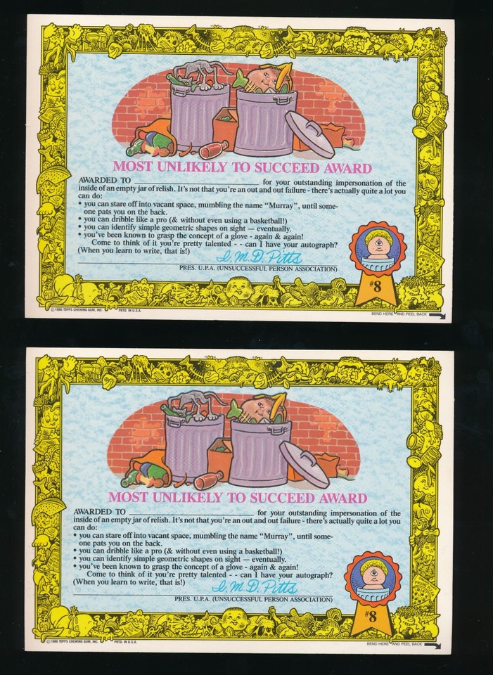 lot (2) 1986 TOPPS GPK GARBAGE PAIL KIDS SERIES 2 GIANTS #8 Take a GPK ...