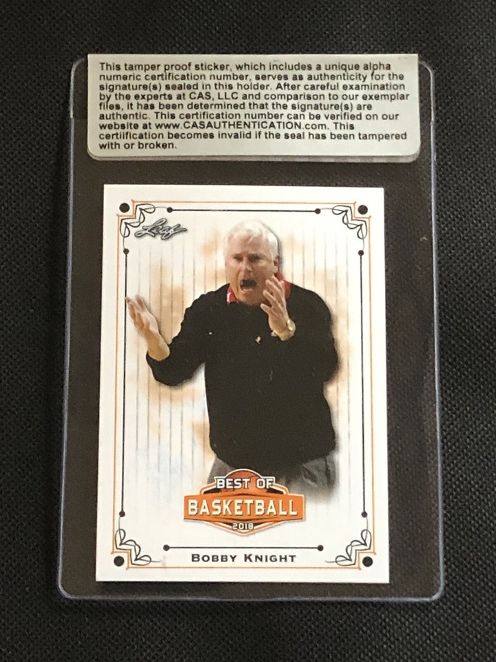 HOF BOBBY KNIGHT 2018 LEAF SIGNED AUTOGRAPHED CARD CAS AUTHENTIC | eBay