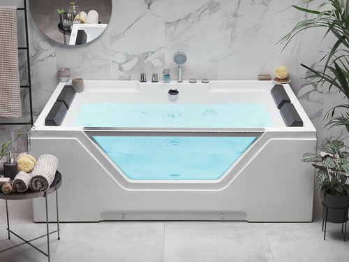 Whirlpool Badewanne Doppelwanne mit Glas freistehend 170 x 120 cm | eBay.de