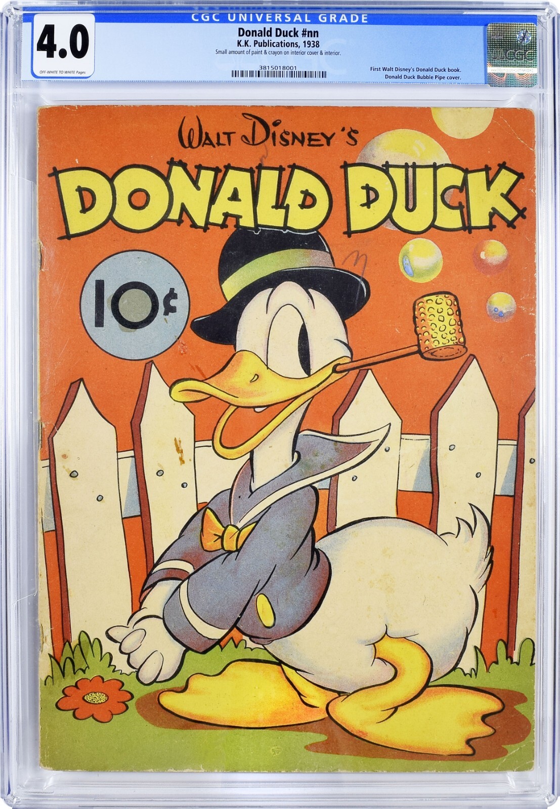 Donald Duck #nn CGC 4.0 1938 K.K. Publication FIRST DISNEY DONALD DUCK ...