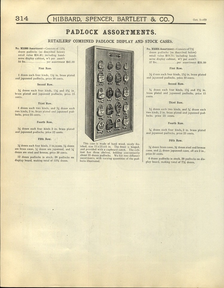 1905 - 10 PAPER AD 12 PG Padlock Lock Old Oak RFD US Mastodon Malta ...