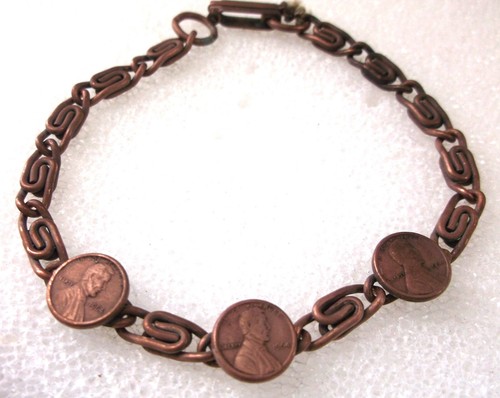 VINTAGE MINI PENNY COIN SOLID COPPER LINK BRACELET | eBay