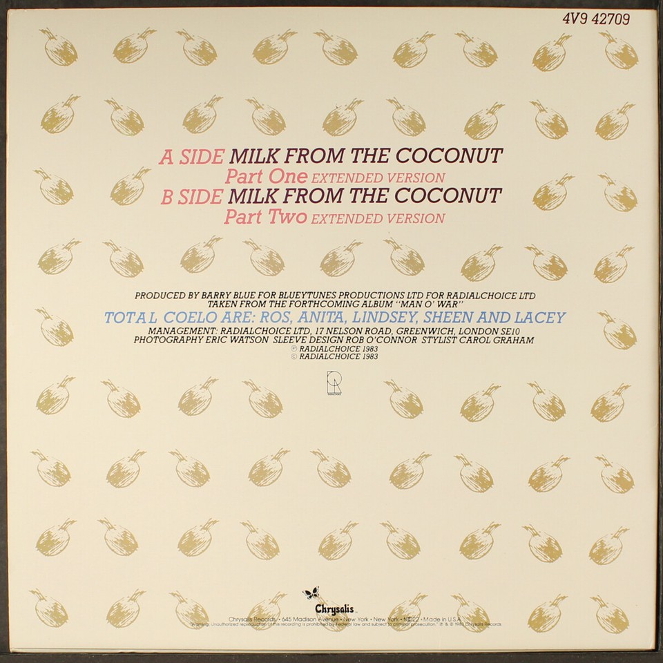 TOTAL COELO: milk from the coconut / extended CHRYSALIS 12" Single 33 ...