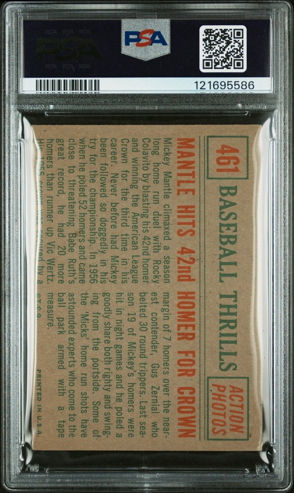 1959 TOPPS HOMER FOR CROWN #461 MANTLE HITS 42ND PSA 4 | eBay