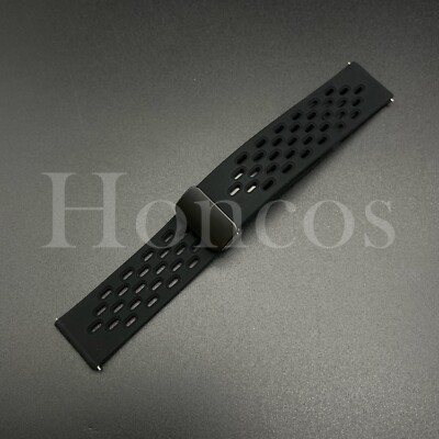 22MM Black Rubber Magnetic Watch Strap Fits For Blancpain X Swatch ...