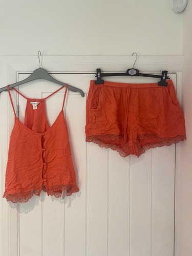 Primark pj set orange size small top and large shorts | eBay