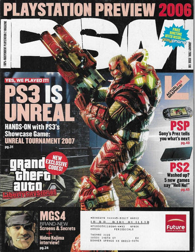 PSM Playstation 2 Magazine Jan 2006 PS3 Grand Theft Auto MGS4 PSP ...