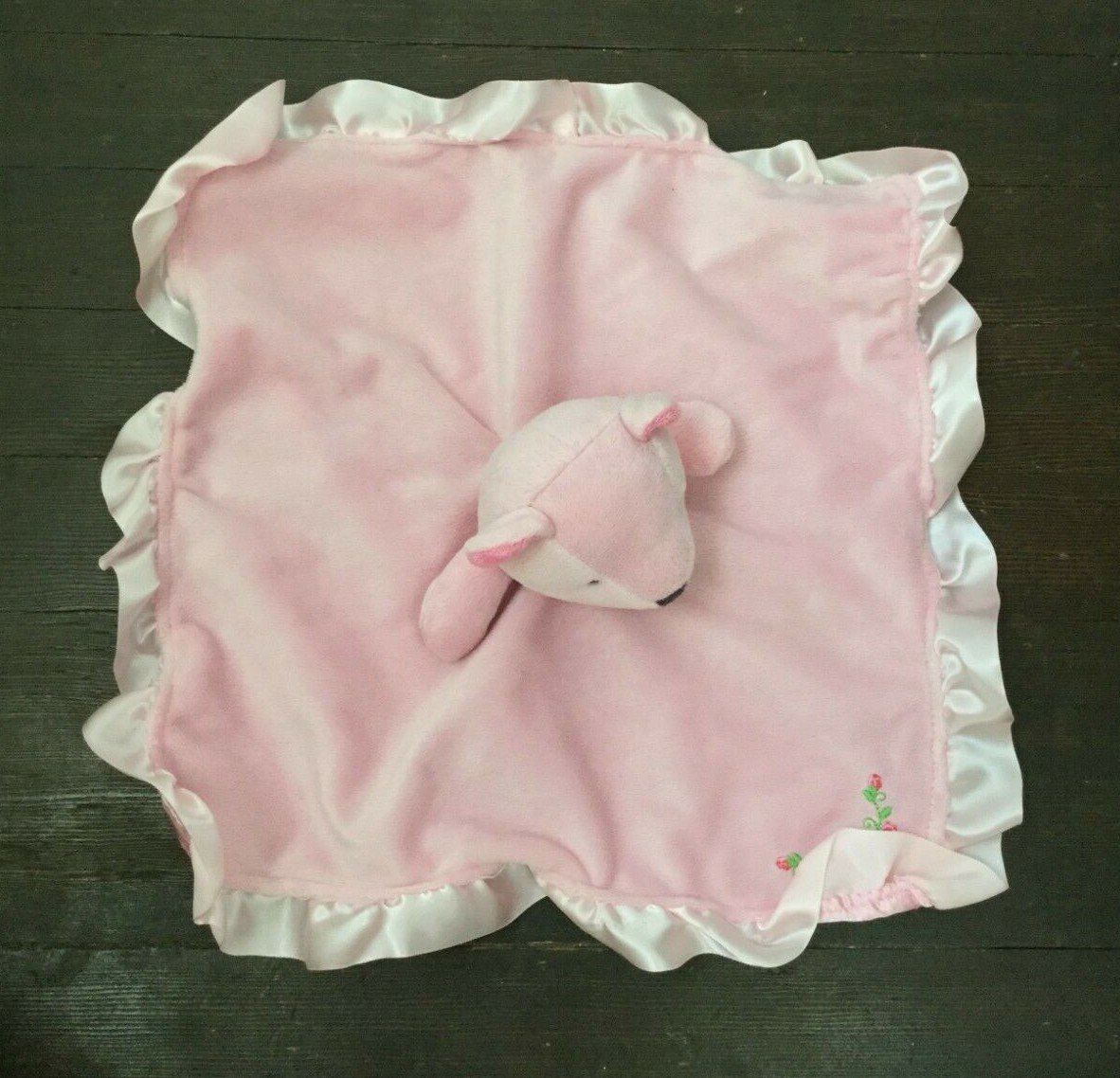 Stepping Stones Baby Lovey Pink Plush Teddy Bear Satin Ruffle Trim ...