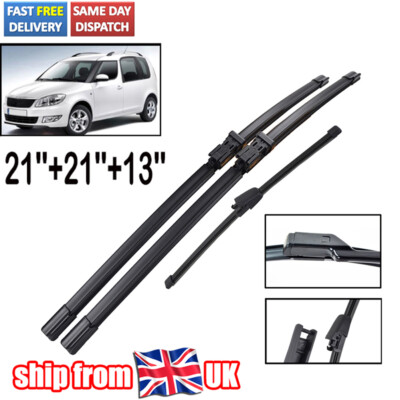 Set of 3 For Skoda Fabia Hatchback 2007-2013 Windscreen Wipers Front ...