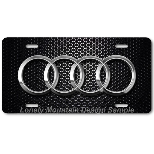 Audi Rings Inspired Art on Mesh FLAT Aluminum Novelty Auto License Tag ...