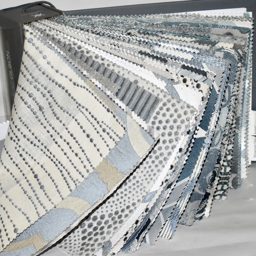 Big FABRIC SAMPLE BOOK Light Blue VAPOR Steel Gray CANDICE OLSON 59pc ...